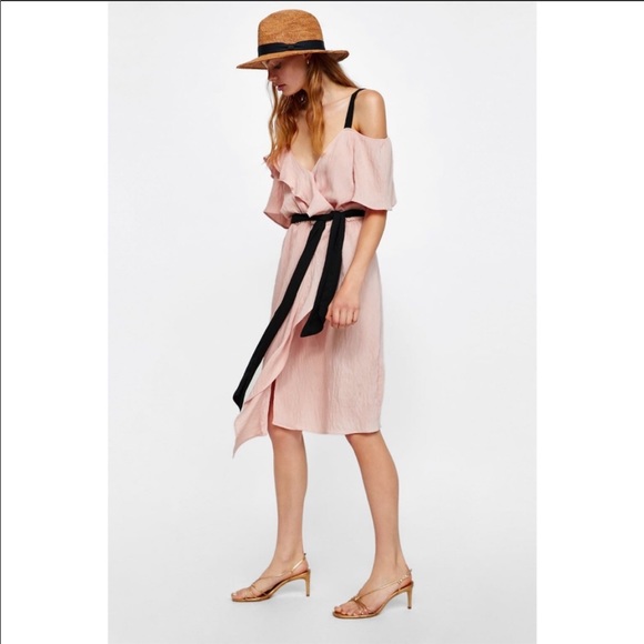 Zara | Dresses | New Zara Pink Ruffle Off Shoulder Dress | Poshmark